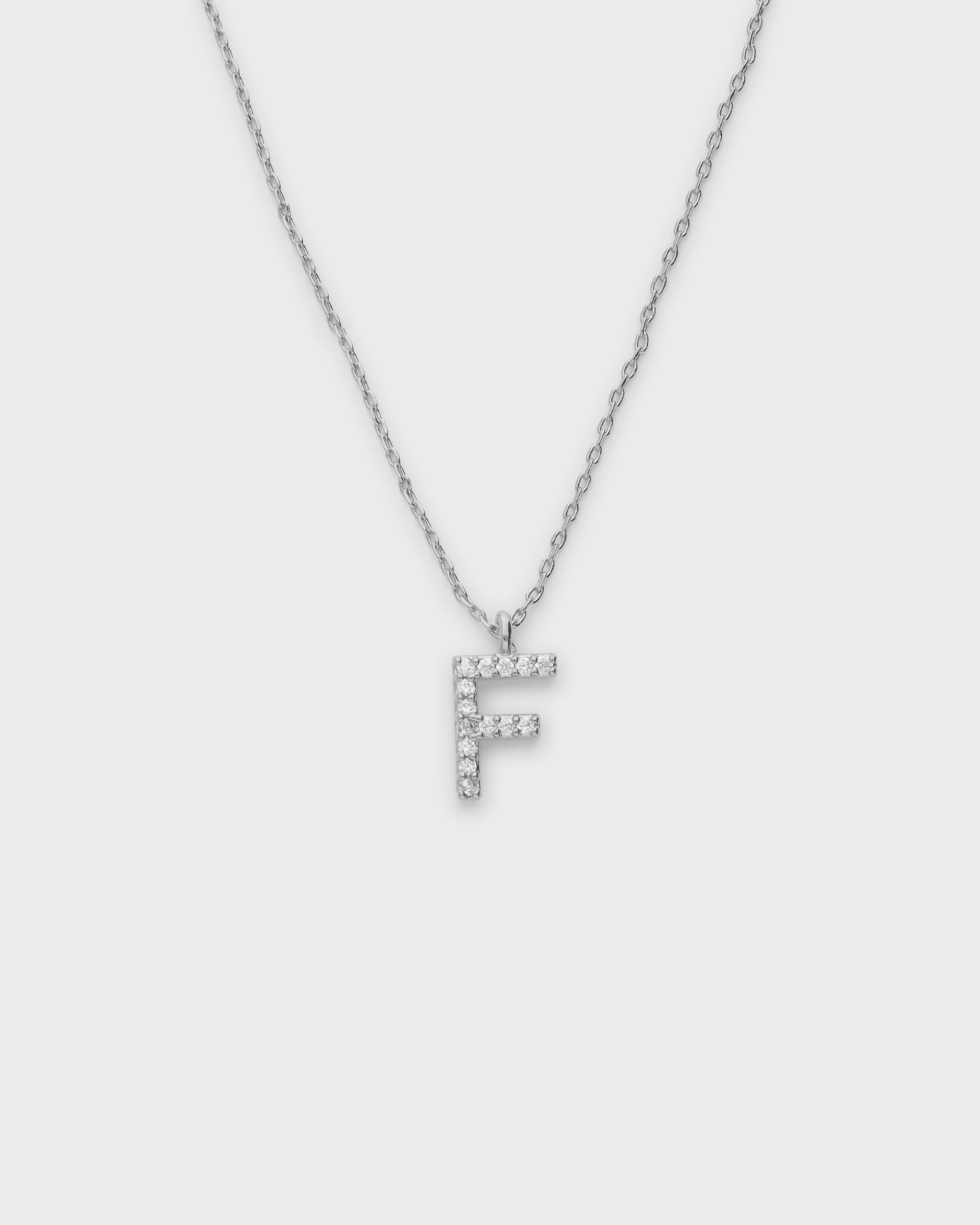Pavé Initial ‘F’ Necklace in Silver | Kaleido Jewellery