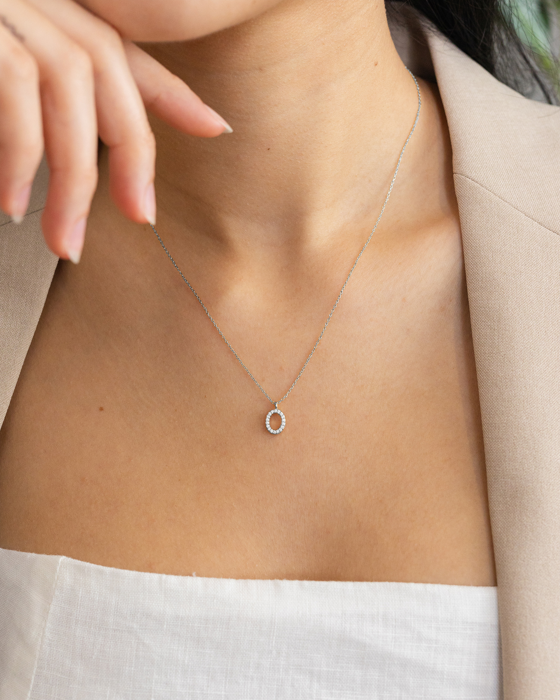 Pavé Initial ‘O’ Necklace in Silver | Kaleido Jewellery